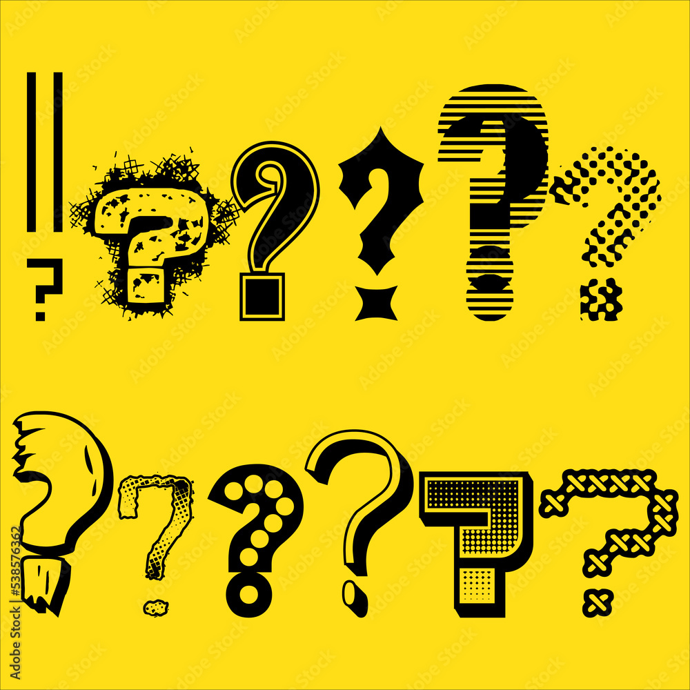 Vector set of artistic, bold, rough, grunge question marks. Collection ...