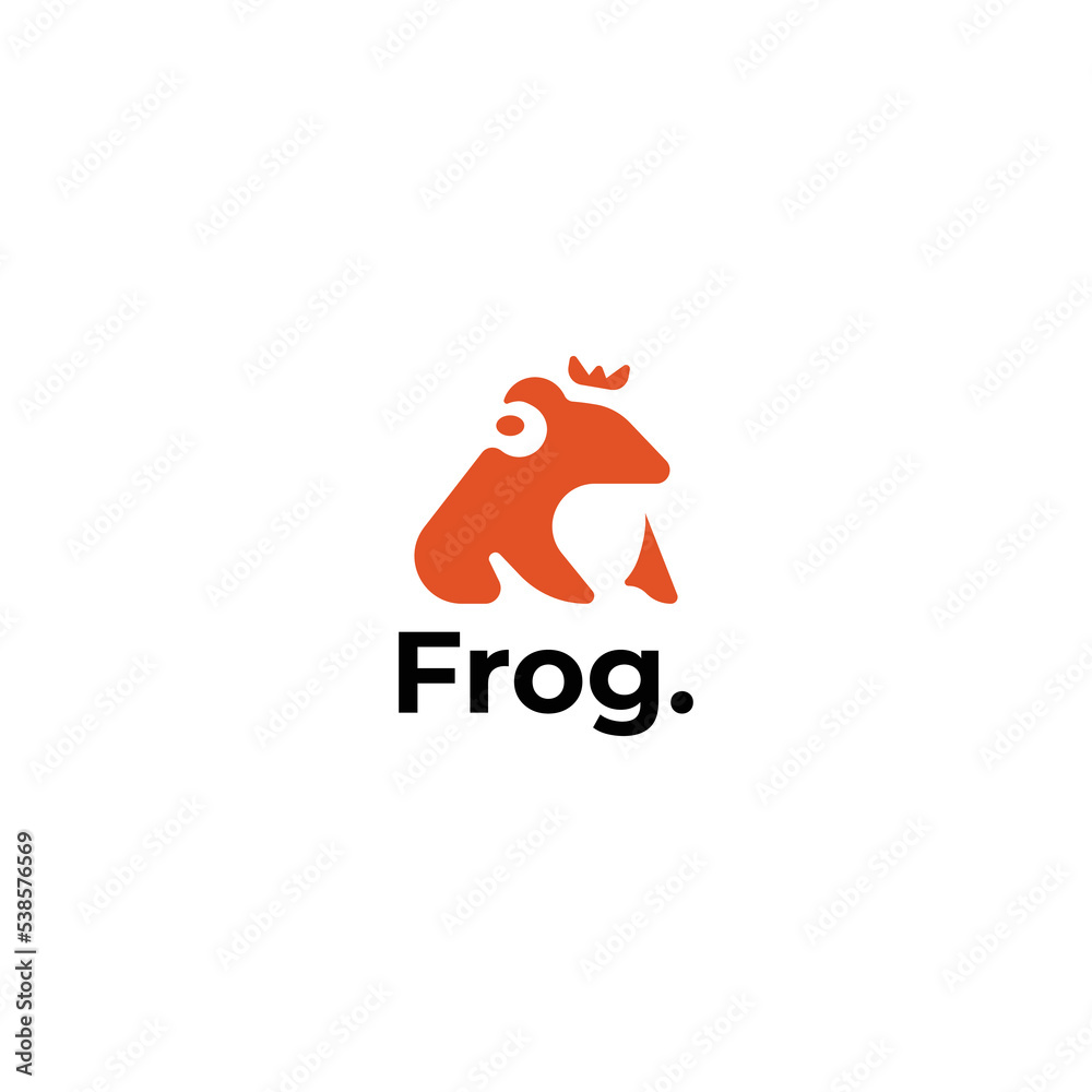 simple clean orange frog logo negative space for start up company logo ...