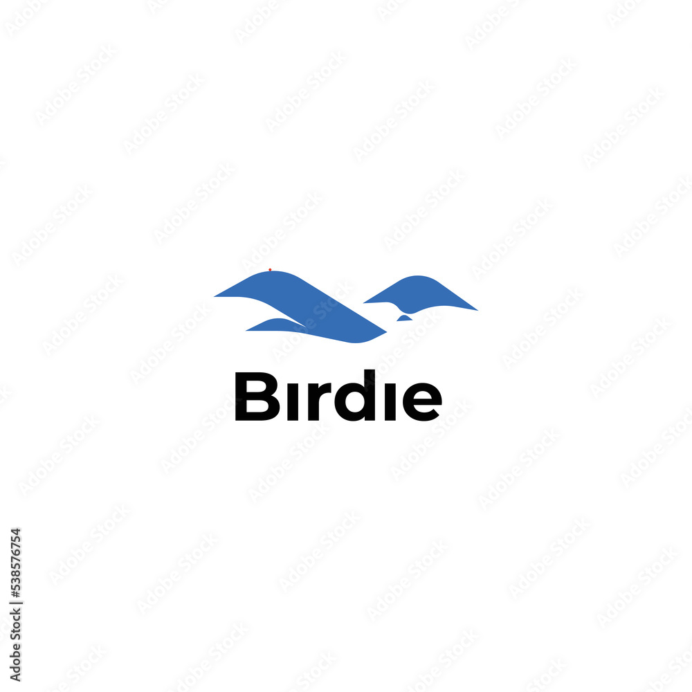 Vecteur Stock clean flying blue bird negative space logo for start up ...
