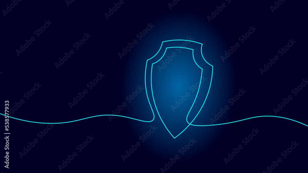Cyber safety shield one line art. Continuous line internet security ...