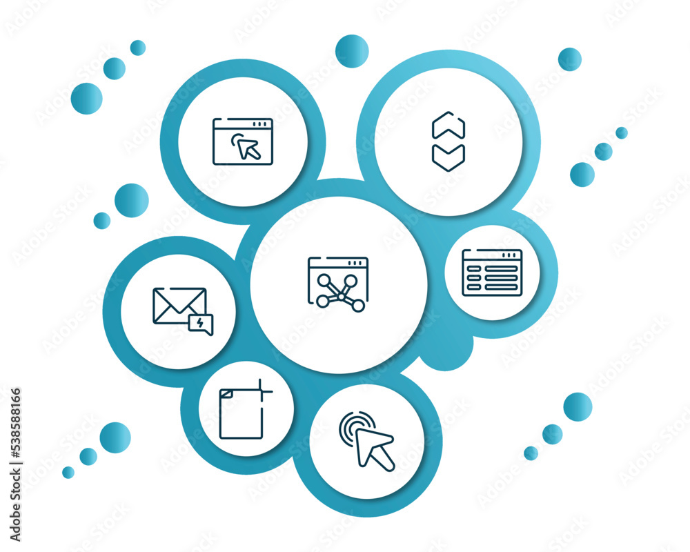 set of outline icons with infographic template. thin line icons such as ...
