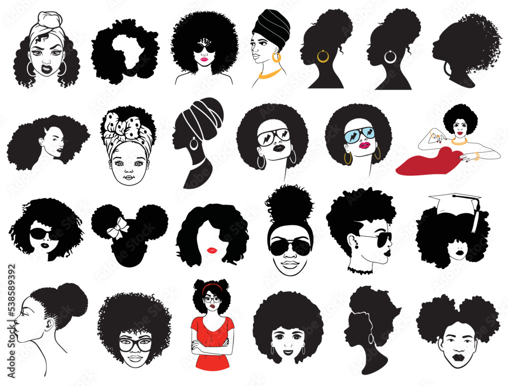 African Women Vector, Afro Queen SVG, Afro Woman SVG Bundle, African ...