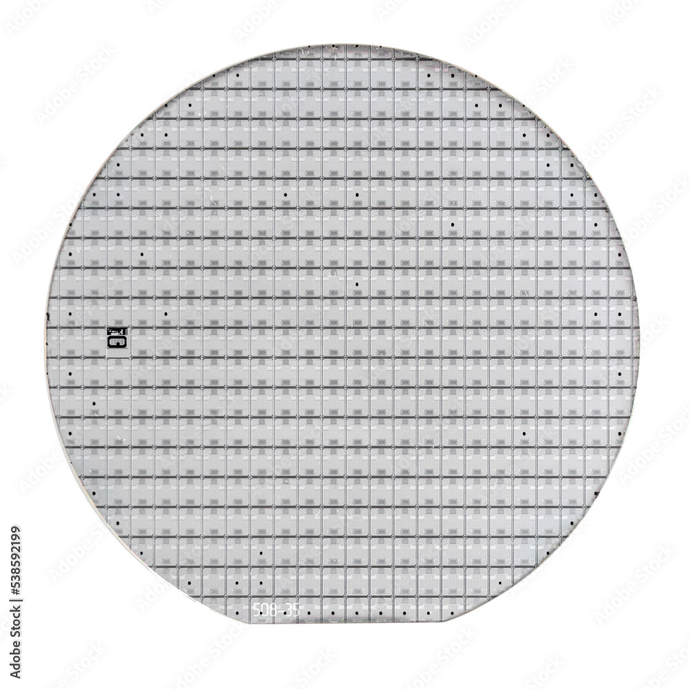 A microcircuit of a powerful Darlington transistor on a cut scribed ...