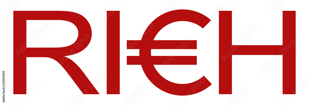 Visual Text of the 'RICH' with Euro Sign for Icon, Symbol, Logo ...