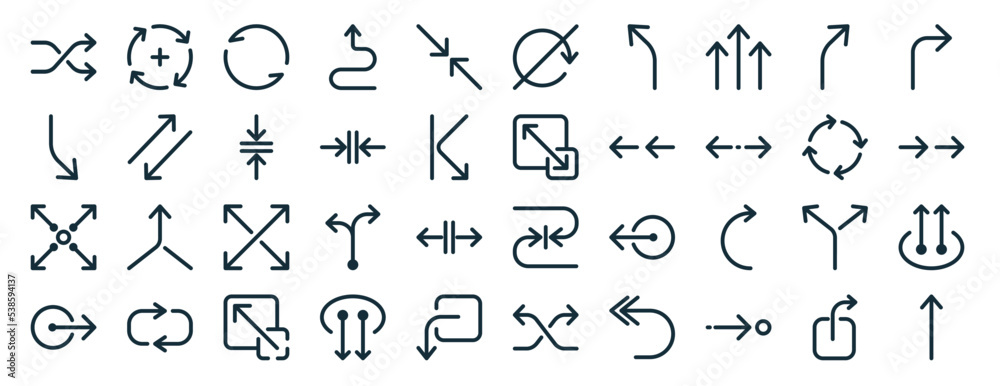 set of 40 outline web arrow icons such as increase, down right, expand ...