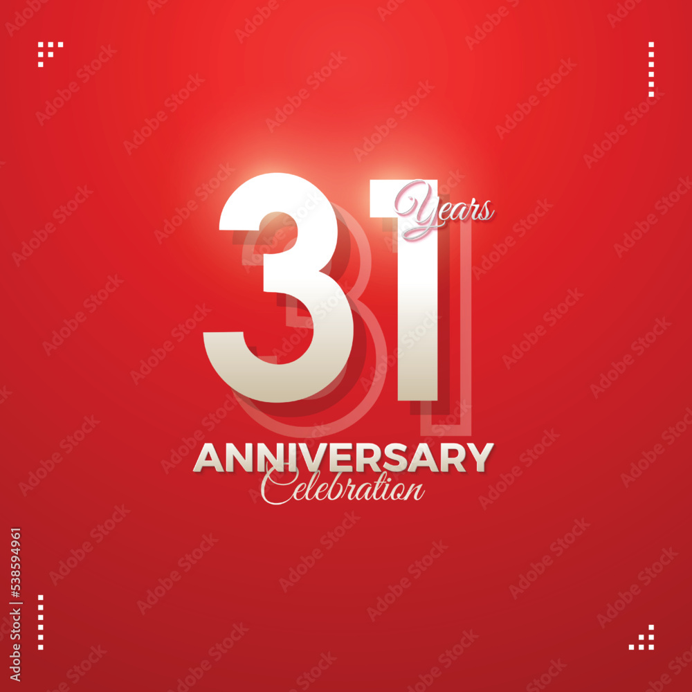 31 years anniversary celebrations, invitation card Stock Vector | Adobe ...