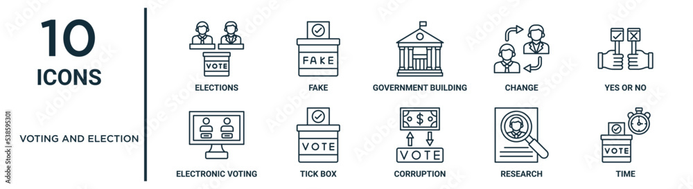 voting and election outline icon set includes thin line elections ...