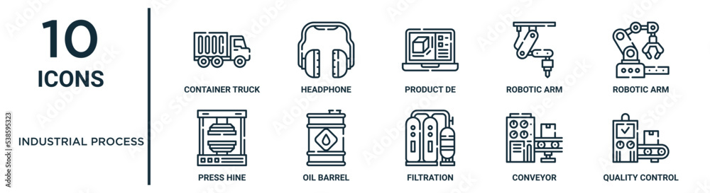 Vektorová grafika „industrial process outline icon set includes thin ...