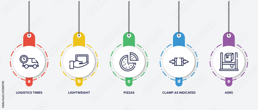 infographic element template with logistics outline icons such as ...