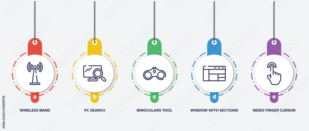 infographic element template with cursors and pointers outline icons ...