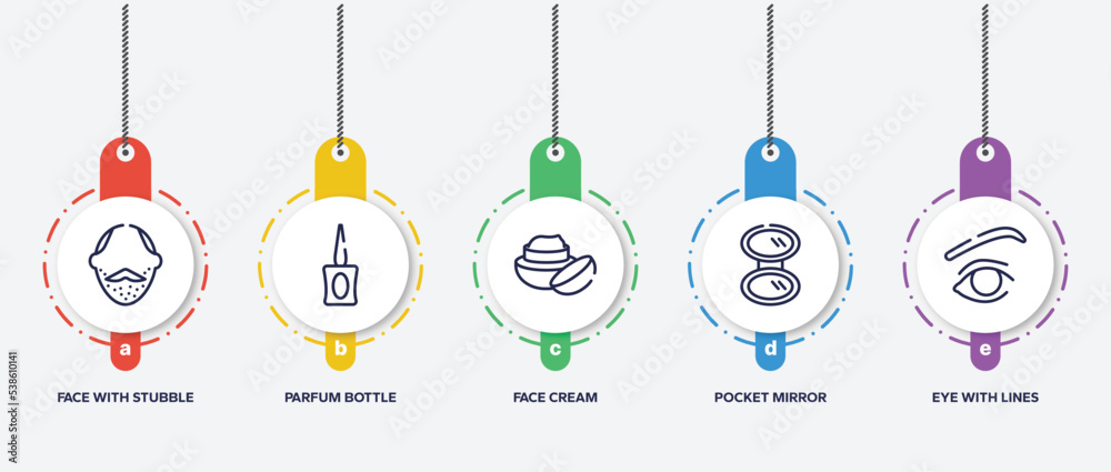 infographic element template with beauty outline icons such as face ...