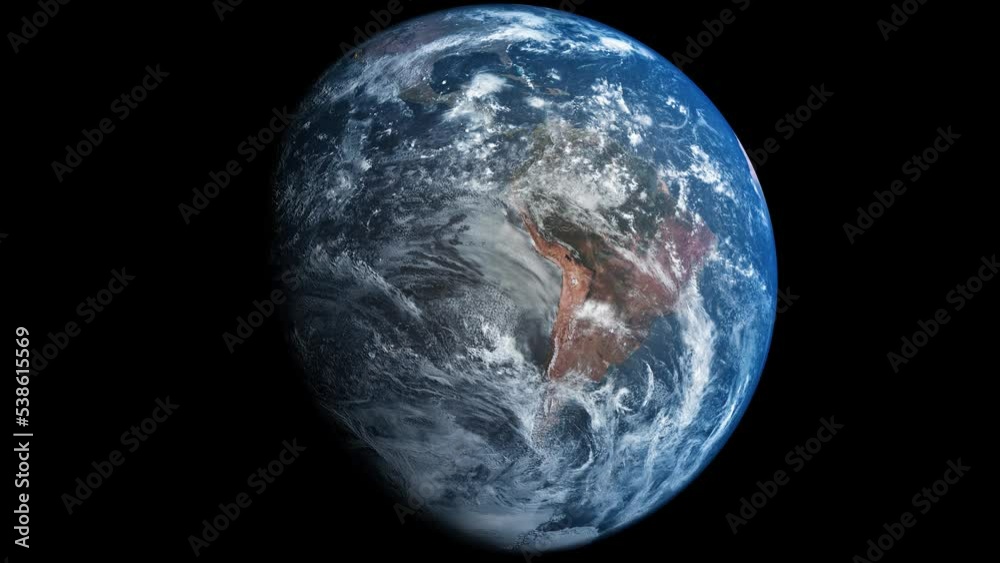 Planet Earth rotates on a black background. Artificial lights on the ...