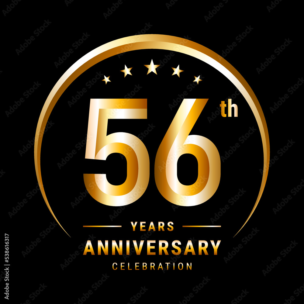 56th Anniversary, Logo design for anniversary celebration with gold ...