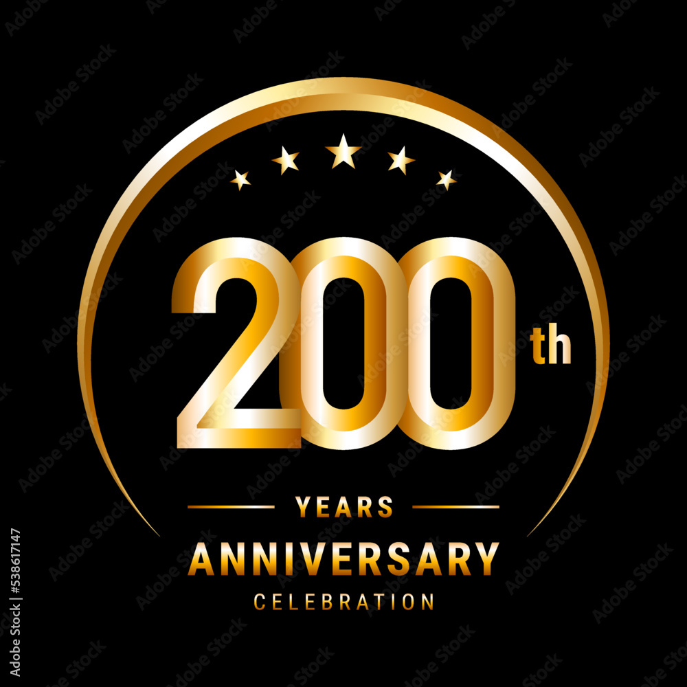 200th Anniversary, Logo design for anniversary celebration with gold ...