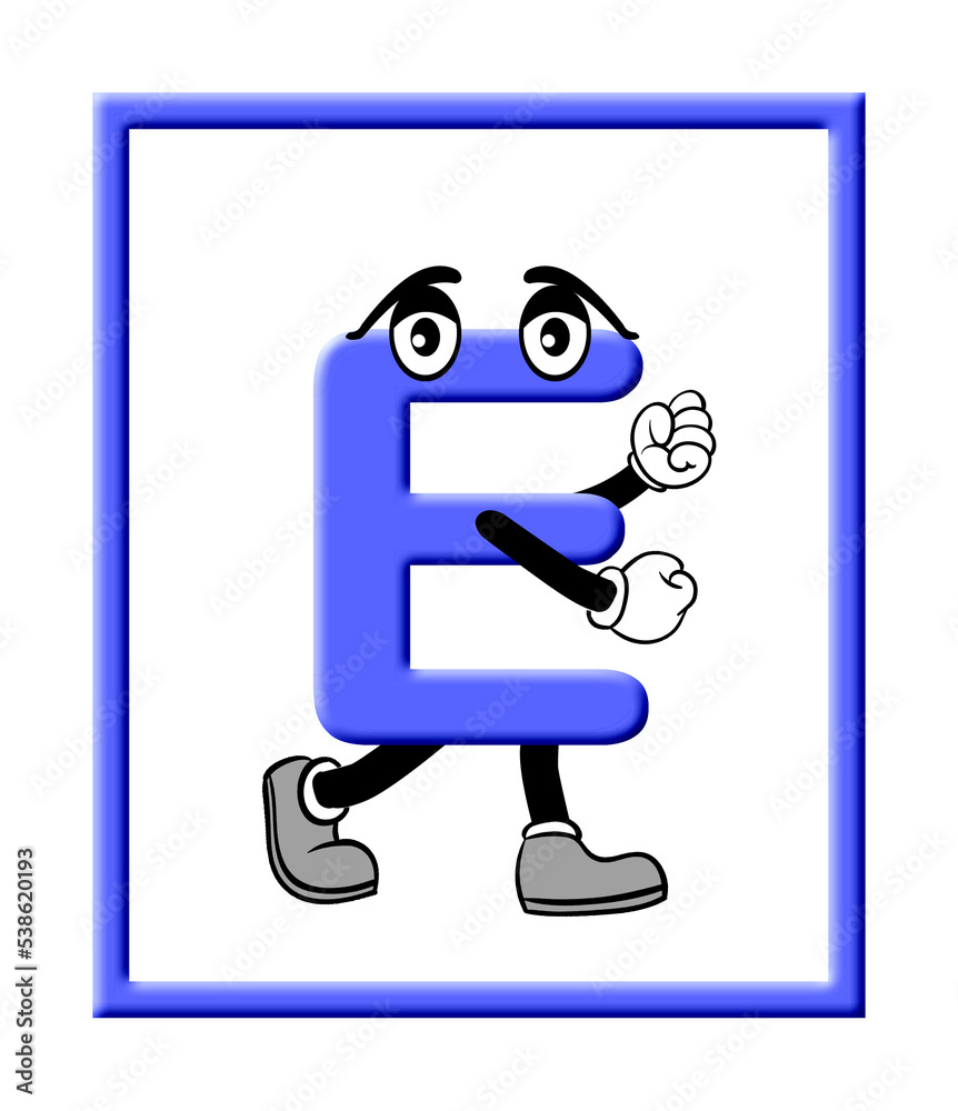 A 3D rendered illustration of the alphabet letter E decorated with ...