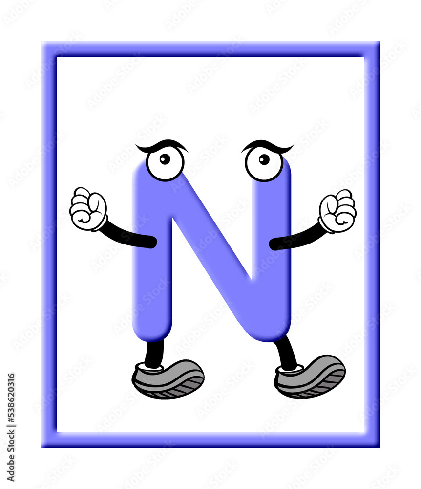 A 3D rendered illustration of the alphabet letter N decorated with ...