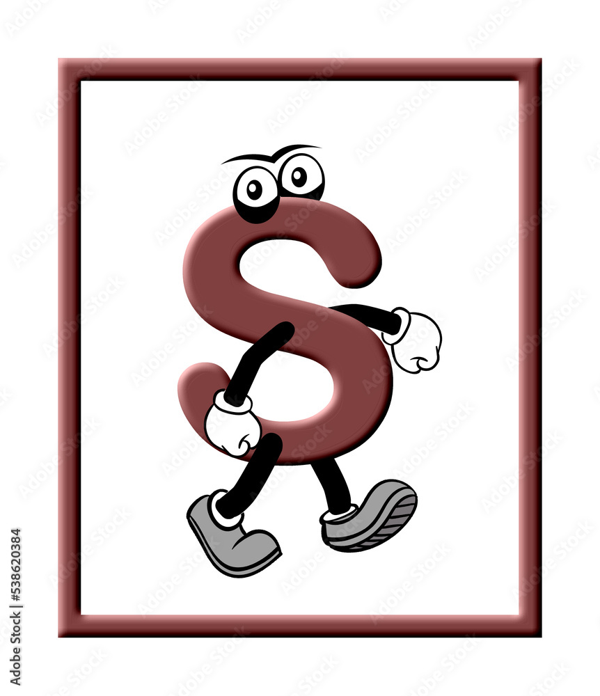 A 3D rendered illustration of the alphabet letter S decorated with ...