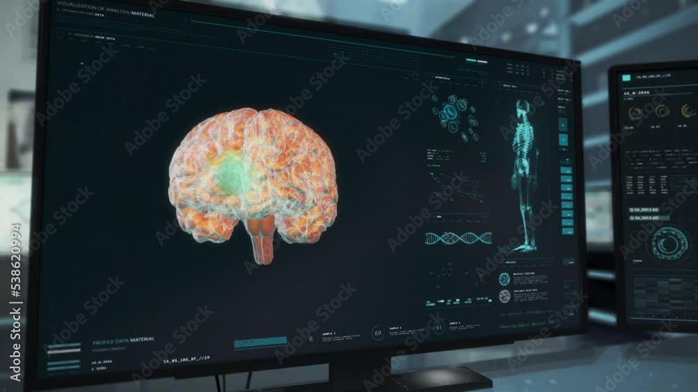 High Tech Digital Human Brain Biology Research Interface At Medical ...