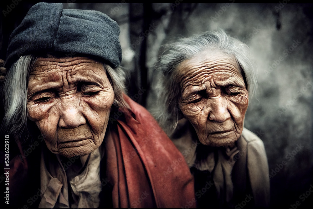 Very old woman scarred by war in Ukraine, sad and desperate, putin's ...
