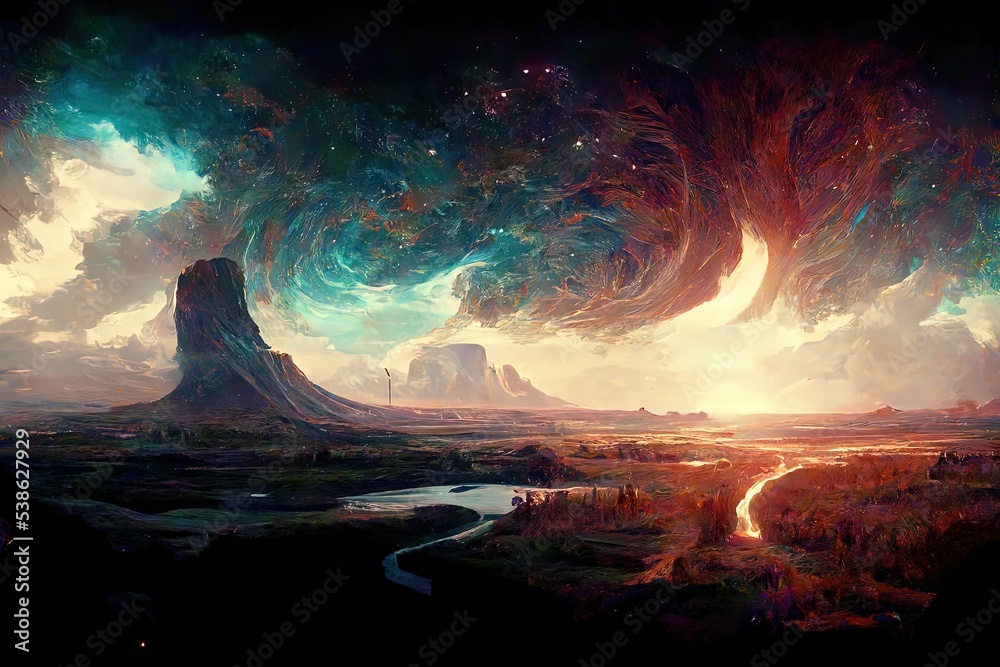 Genesis. A new form of life is born. Beautiful design in creation of a ...