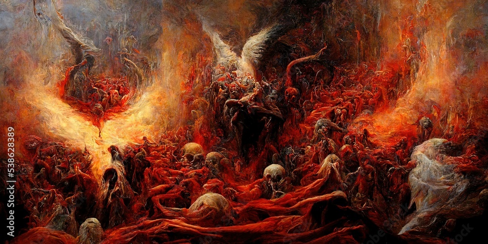 The hell inferno metaphor, souls entering to hell in mesmerize fluid ...