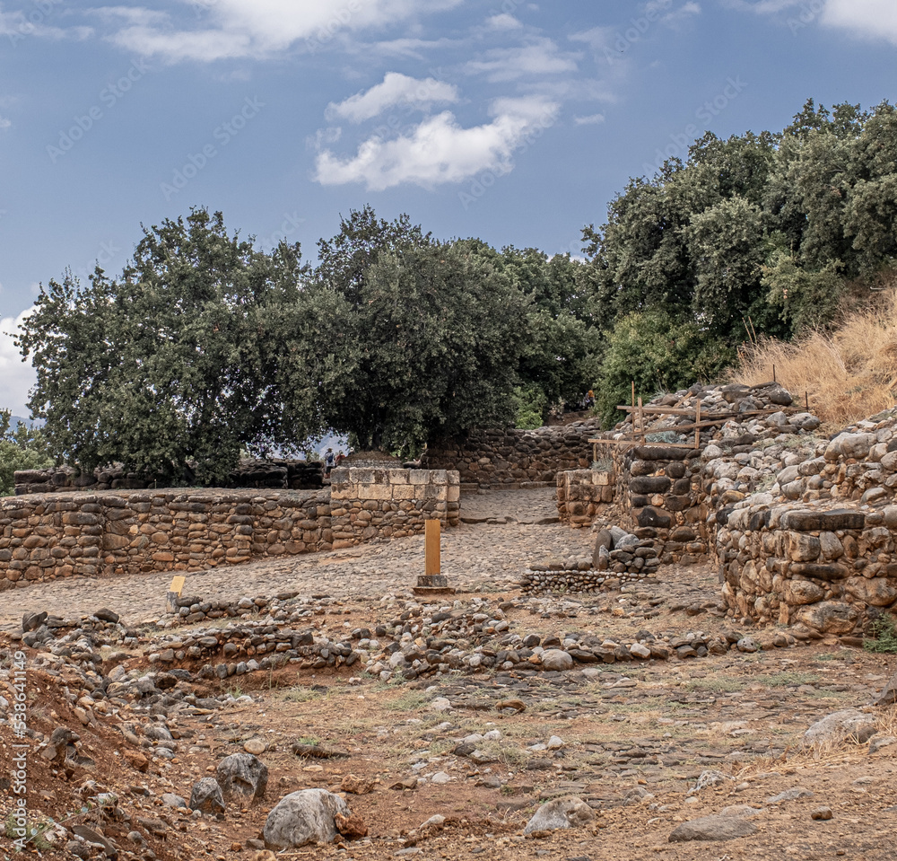 The [Israeli] Main Gate of the ancient Israeli town of Tel Dan [Laish ...