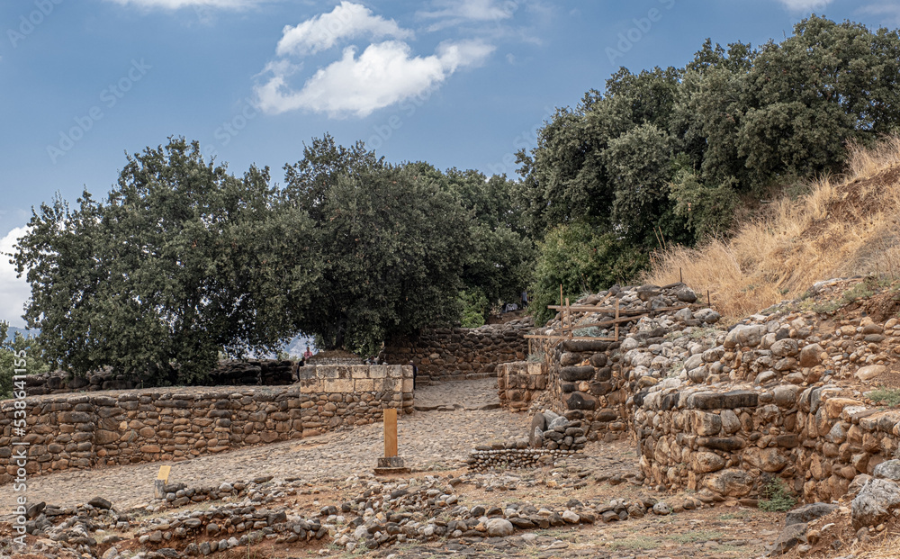 The [Israeli] Main Gate of the ancient Israeli town of Tel Dan [Laish ...