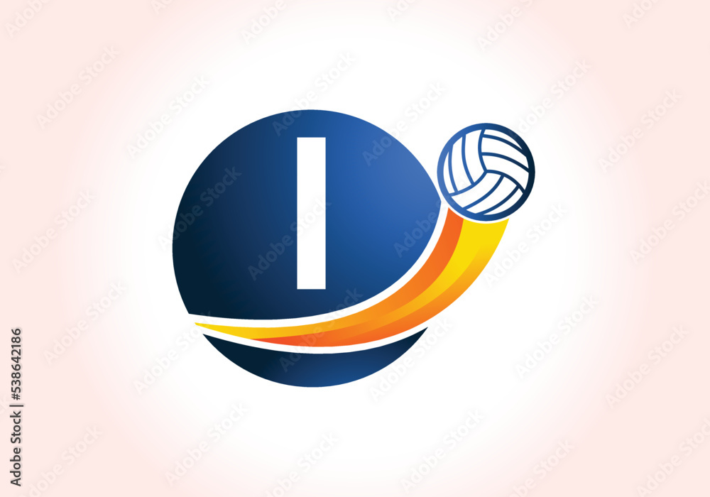 Letter I Volleyball Logo Design For Volleyball Club Symbol Vector ...