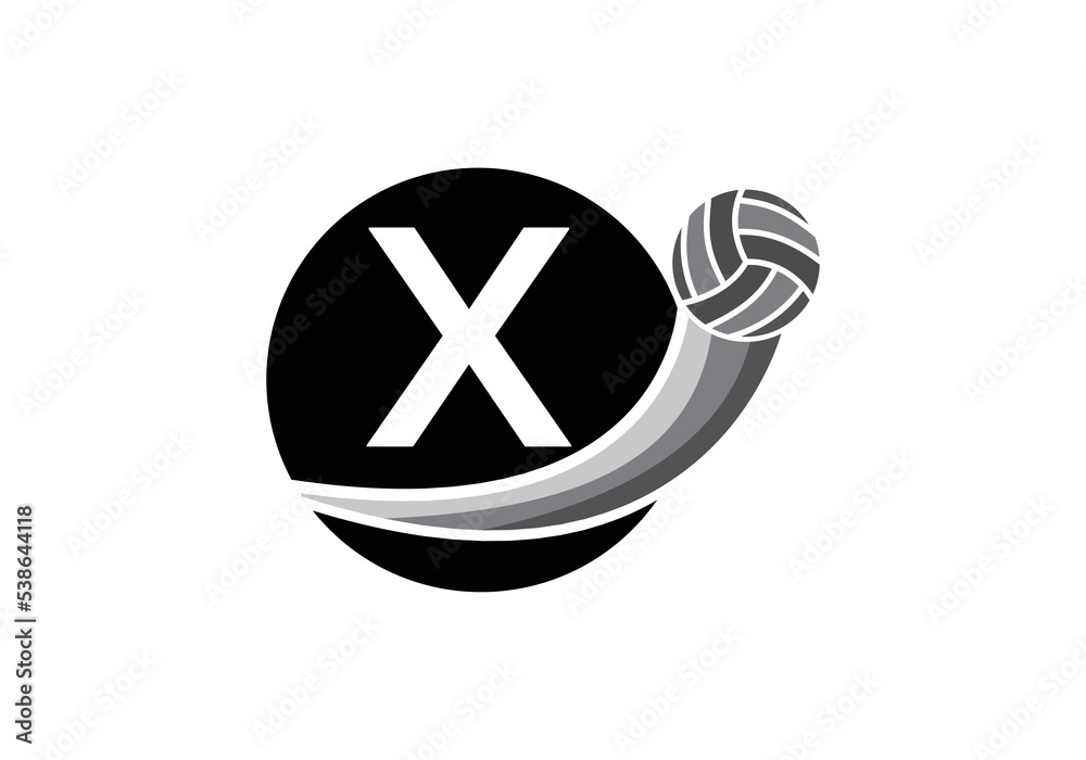 Letter X Volleyball Logo Design For Volleyball Club Symbol Vector ...