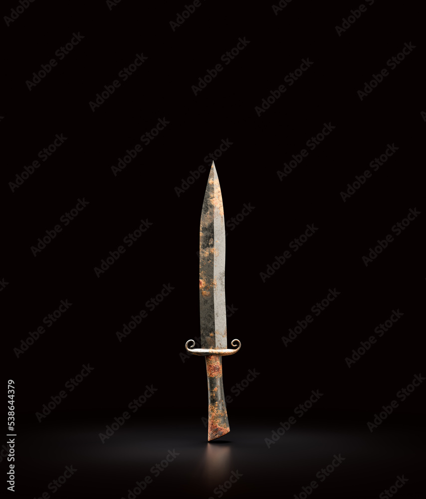 Rusty old knife, combat weapon blade, military and hunting dagger ...