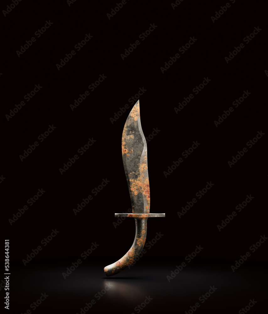 Medieval rusty dagger. Military and hunting knife. Fantasy game warrior ...