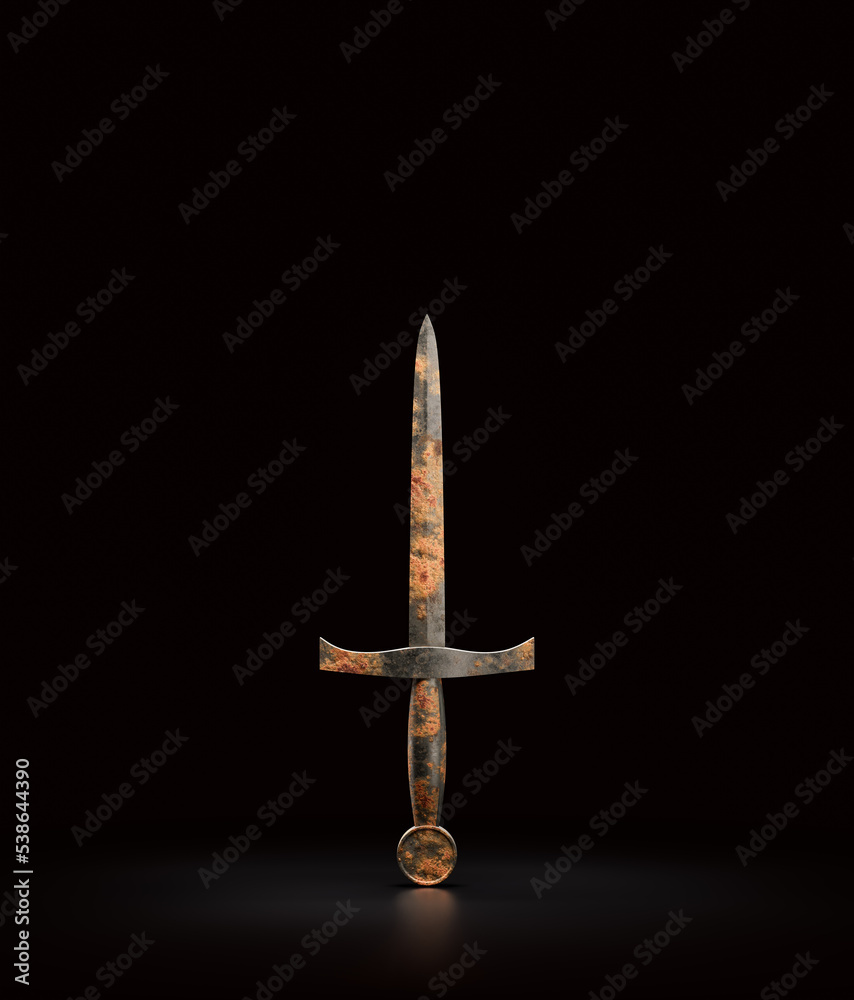 Rusty old knife, combat weapon blade, military and hunting dagger ...