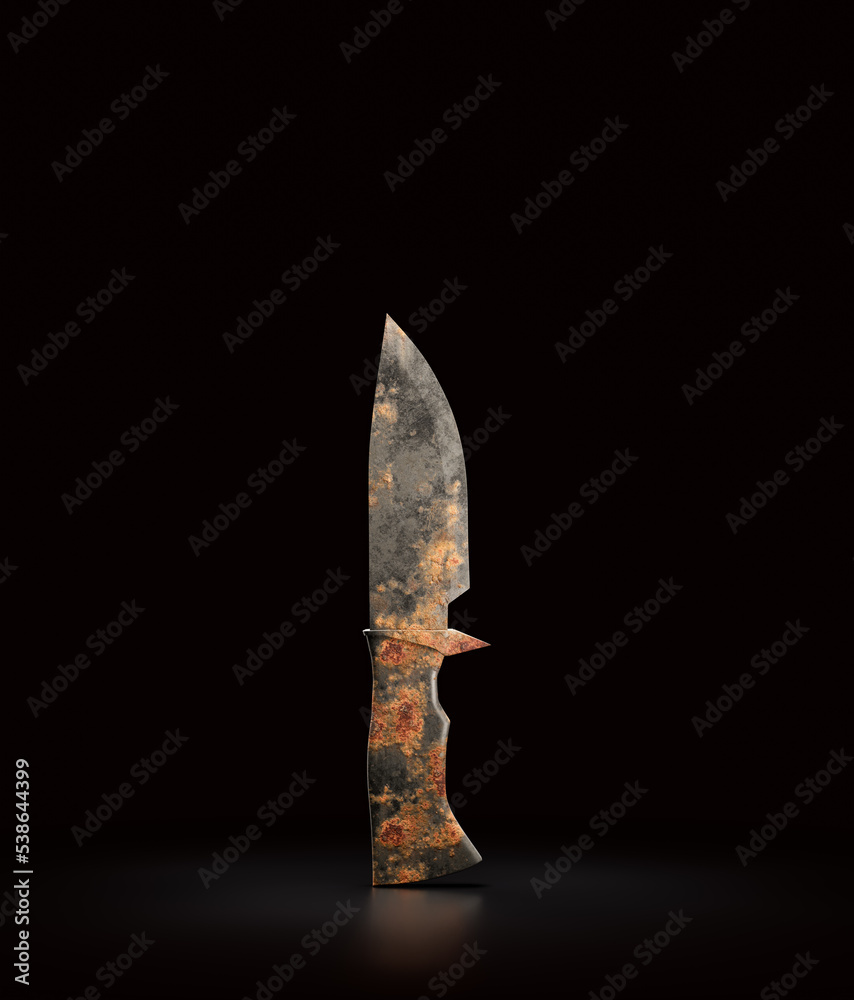 Medieval rusty dagger. Military and hunting knife. Fantasy game warrior ...