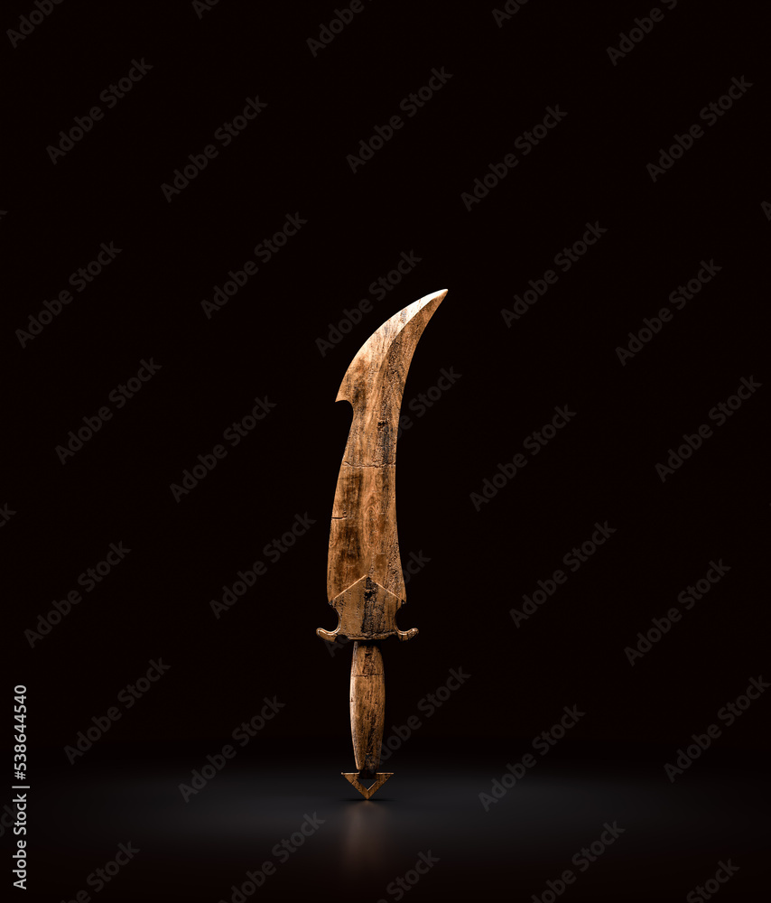 Old wooden knife, combat weapon blade, military and hunting dagger ...