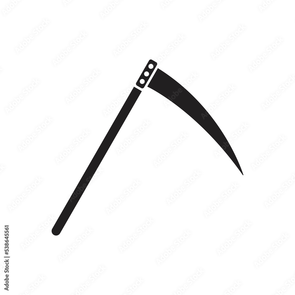 eps10 black vector garden scythe abstract solid art icon isolated on ...