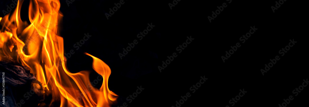 Fire blaze, copy space. Abstract blaze, fire on a black background ...
