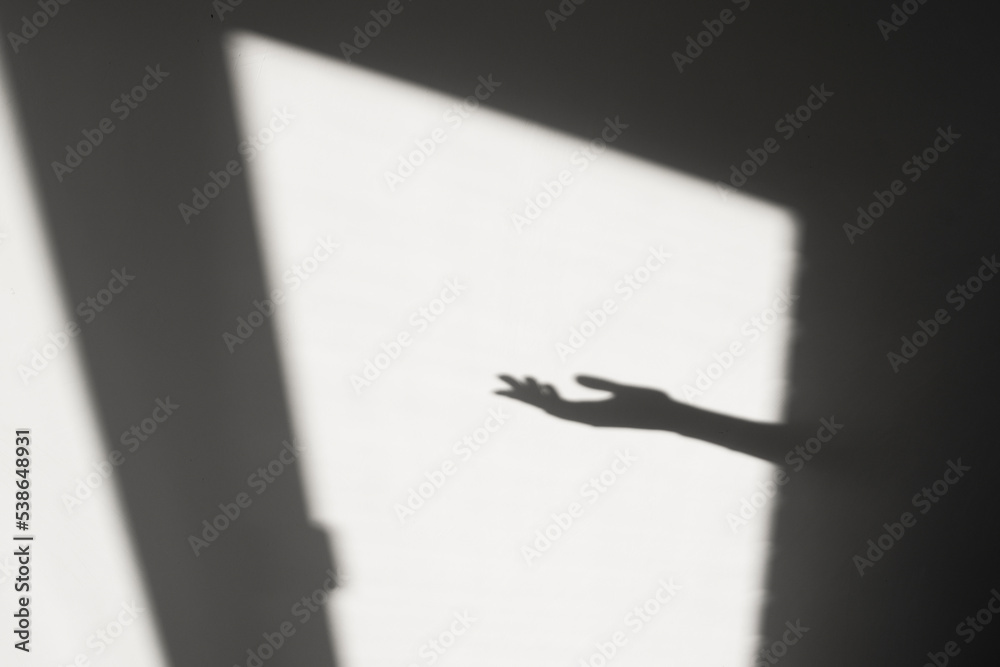 Abstract background with window shadow and geometric lines on a gray ...