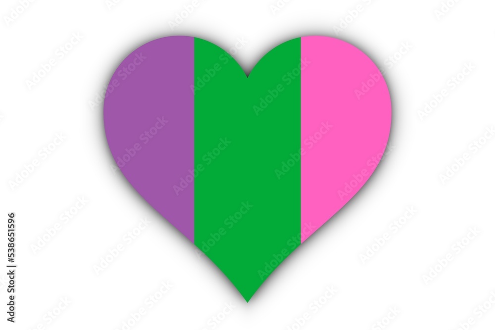 Bandera interseccional, sorora y aliada (BISA) en corazón ilustración ...