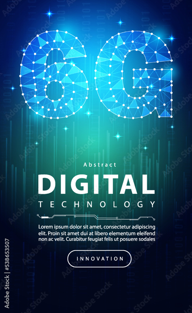 6G network wireless internet Wi-fi connection abstract background ...