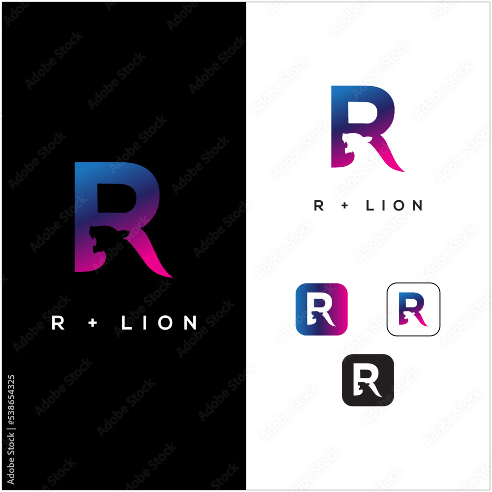 Letter R and Lion shape creative logo design icon. Stock Vector | Adobe ...