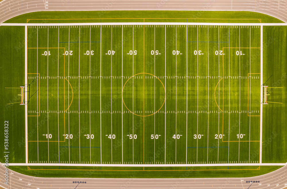 Soccer field grass view. Football field with green grass and white ...