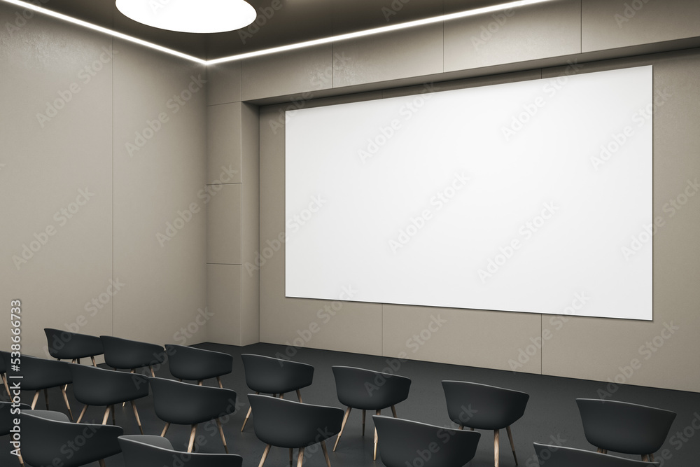 Perspective view on blank white wall board with space for your logo or ...