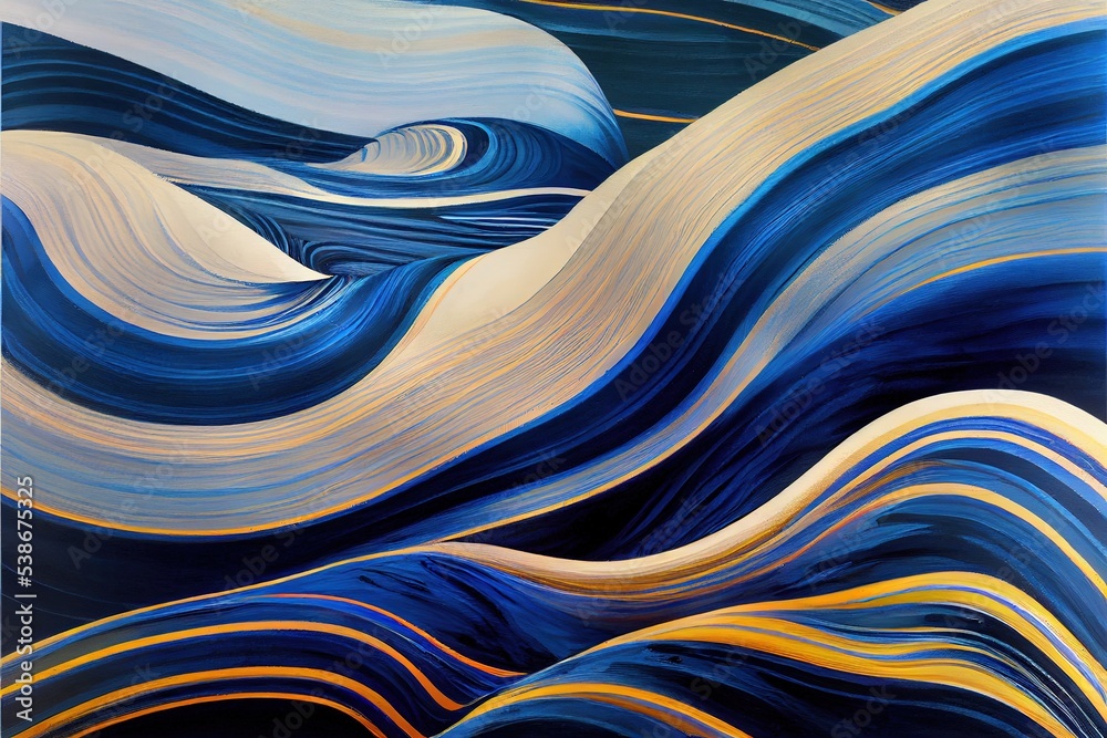 blush undulating waves abstract painting like calligraphy Stock ...