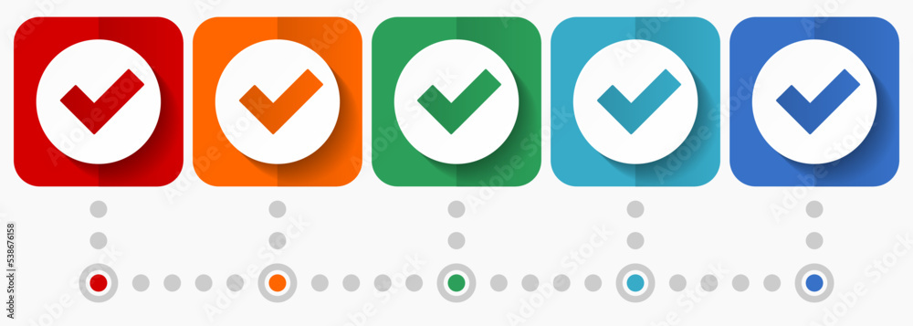 Accept vector icons, infographic template, set of flat design symbols ...