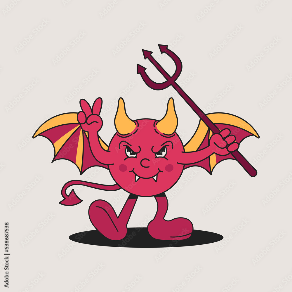 Cartoon cute devil. vector illustration for logo icon or sticker. Cute ...