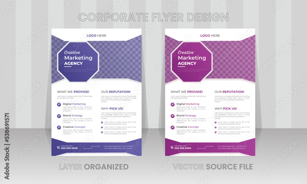 Corporate Business Flyer Template With Geometric Shape Circle Abstract ...