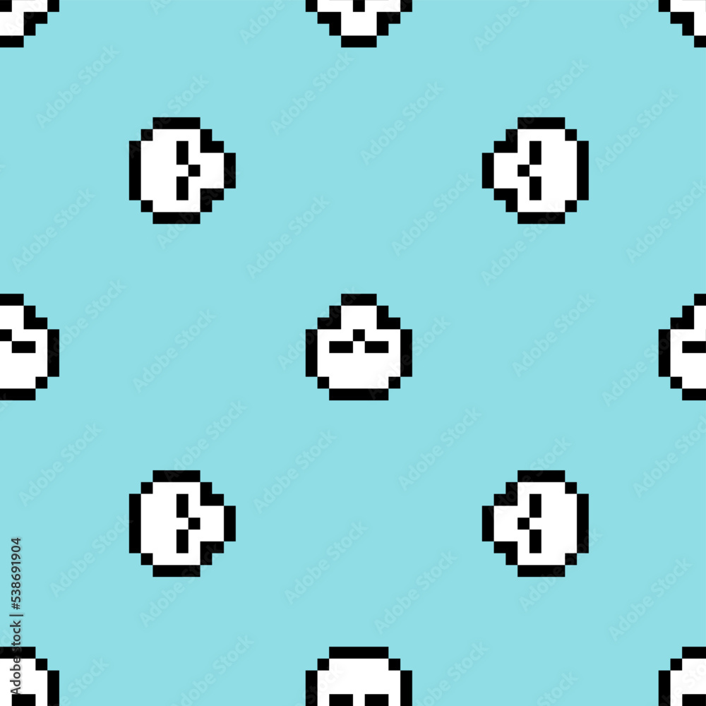Skull Pixel art Pattern seamless. 8 bit skeleton head Background ...