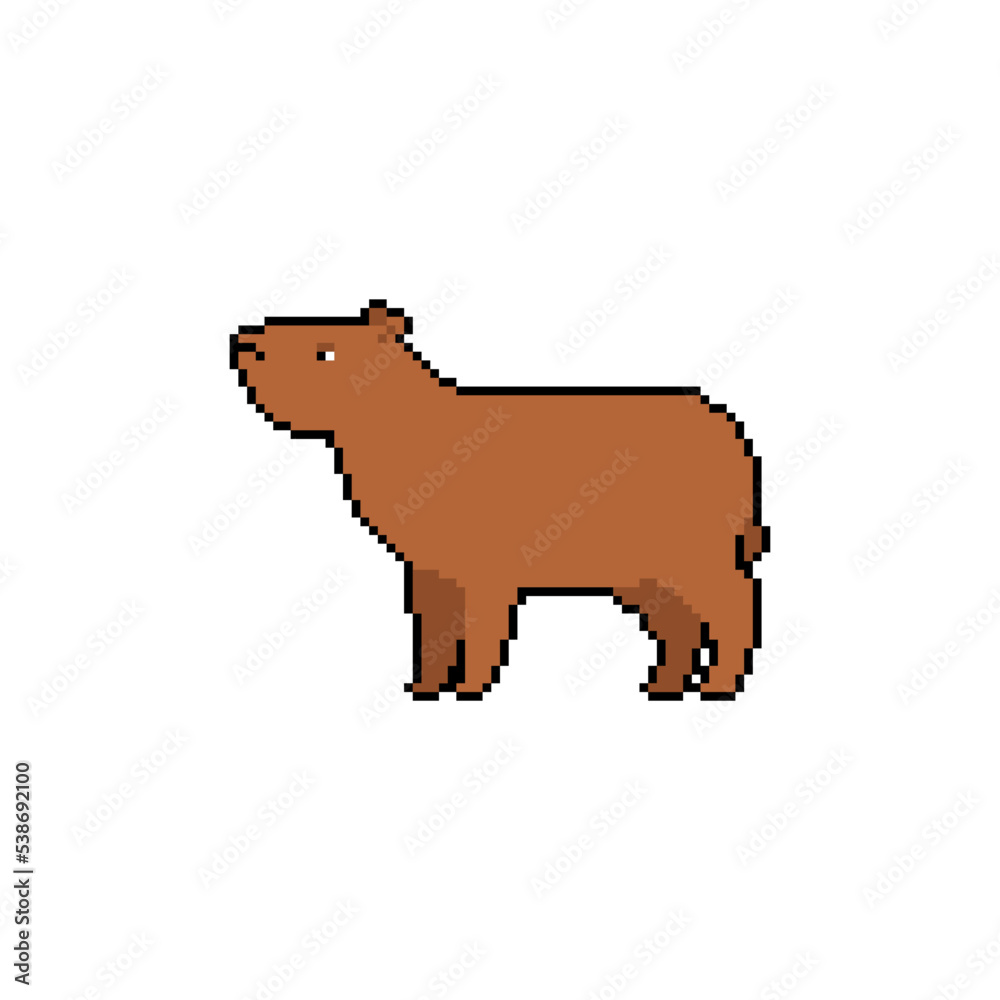 Capybara Pixel art. 8 bit guinea pig. pixelated Vector illustration ...
