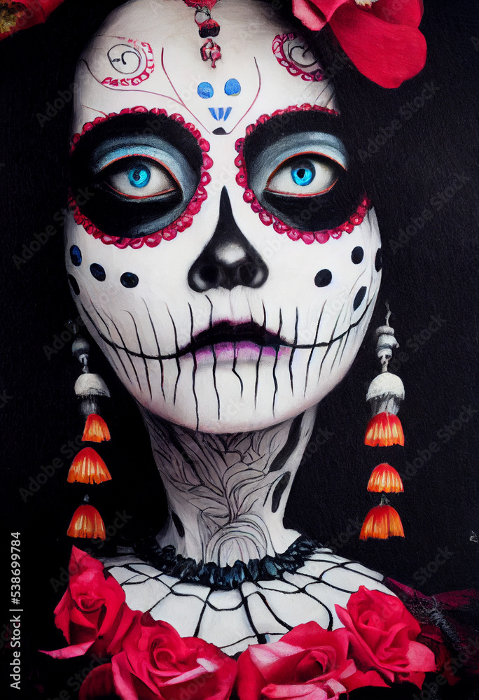 La Huesuda Catrina de día de muertos. Retrato de catrina. Mujer con ...