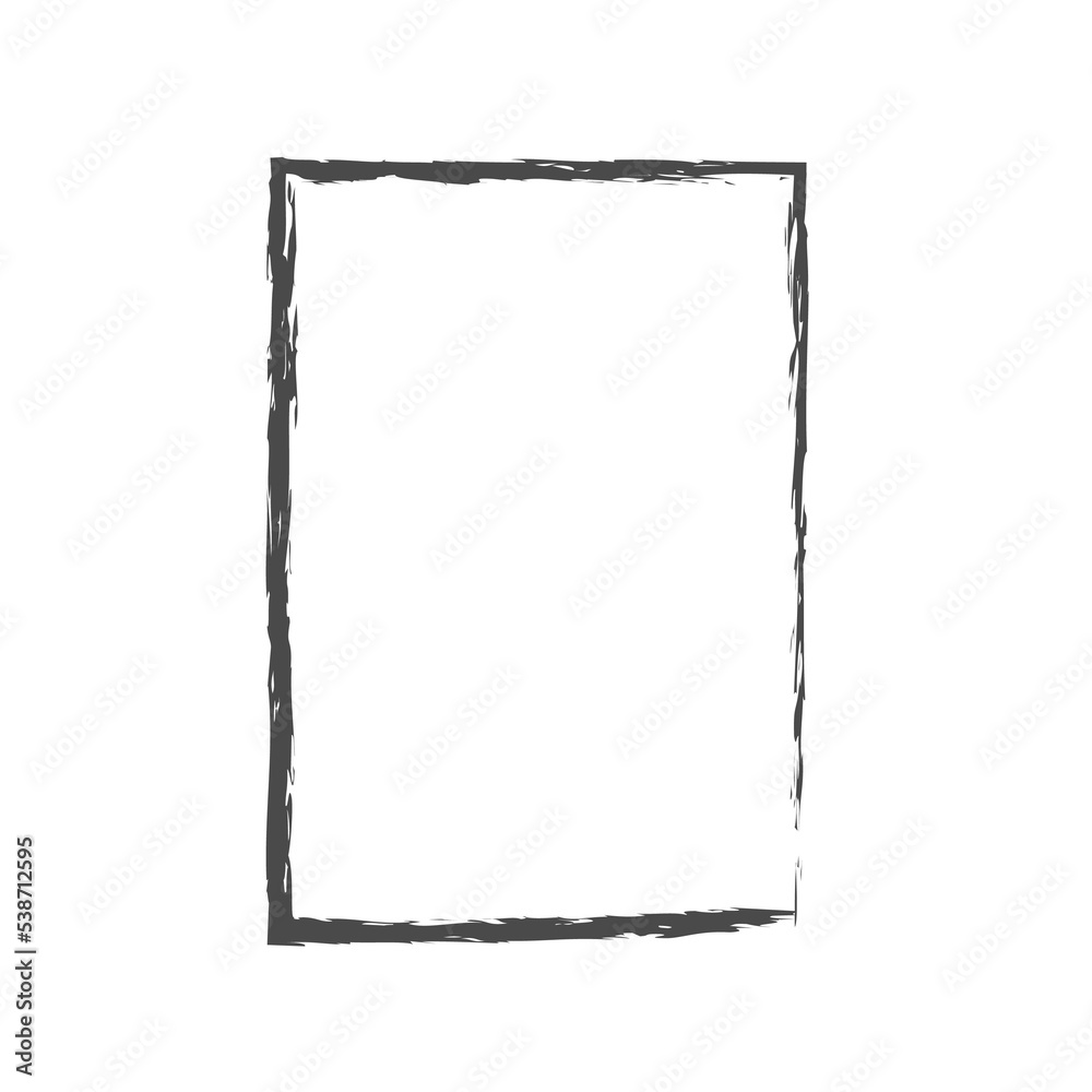 Hand drawn rectangle frame. Text box from smears. Black stroke border ...